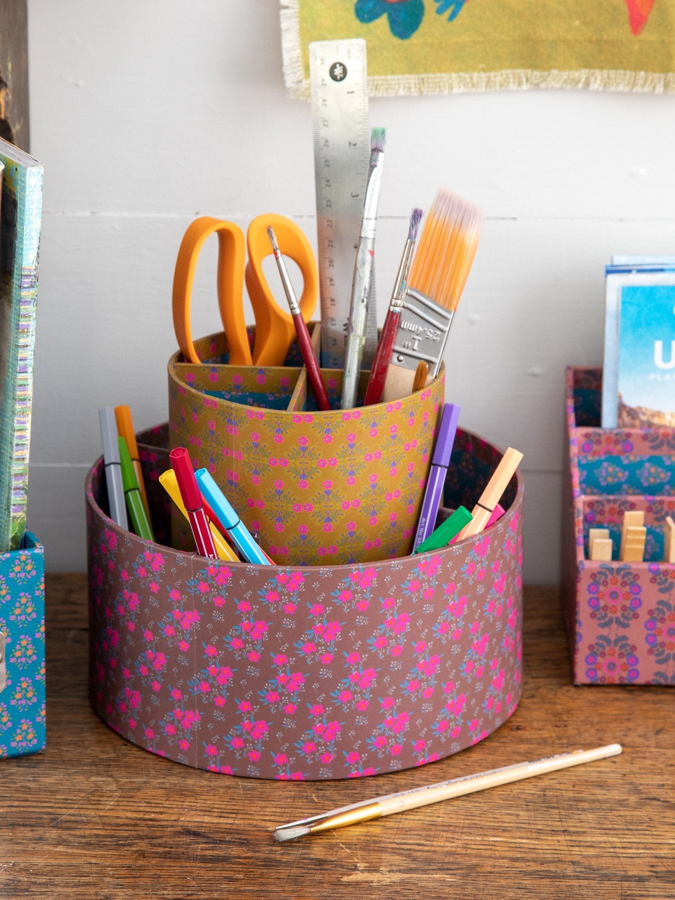 Round Tiered Organizer Mustard - Office Organisation | Artisanal ...