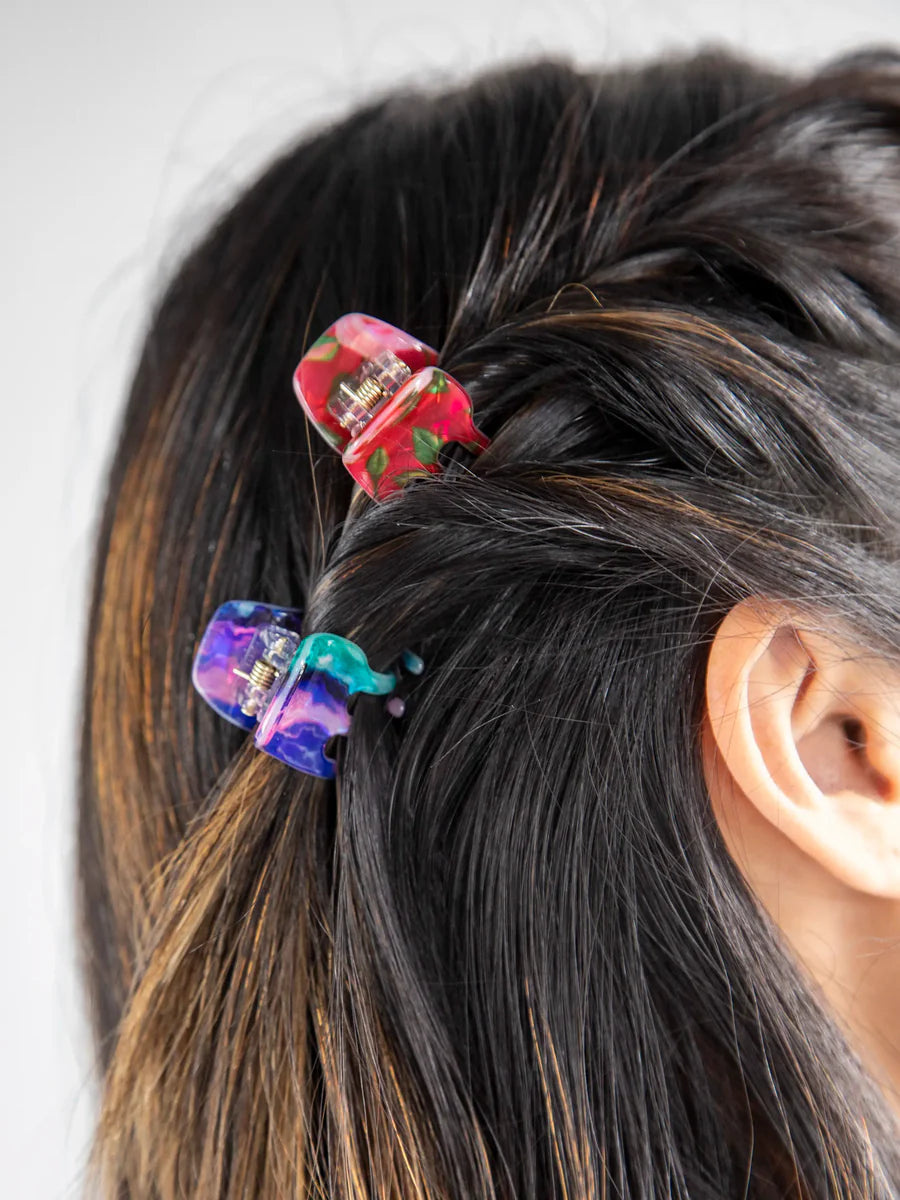 Mini Claw Clip - Set/4 - Rainbow Flower - Hair Accessories | Artisanal ...