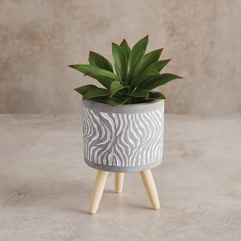 Swirl Cement Planter w/wood legs - Planters & Pots | Artisanal ...