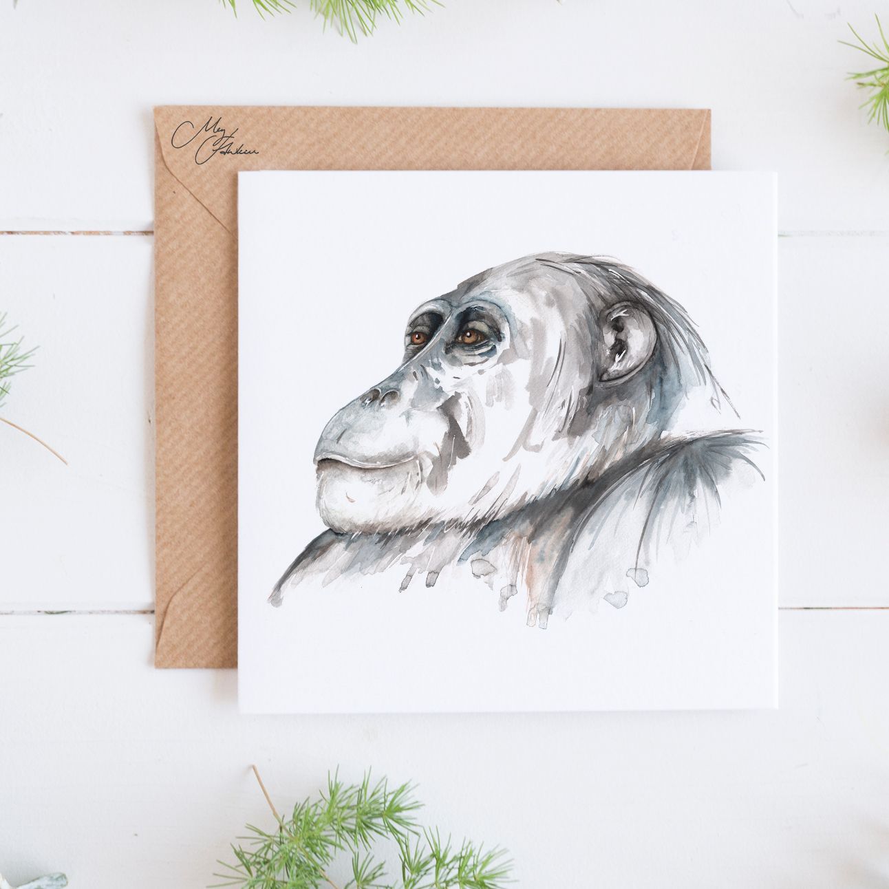 Chimpanzee Greeting Card - Greeting Cards | Artisanal – Artisanal New ...